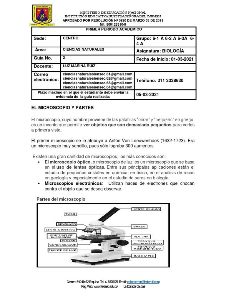 Guia y Taller 2 El Microscopio Sextos | PDF | Microscopio | Óptica