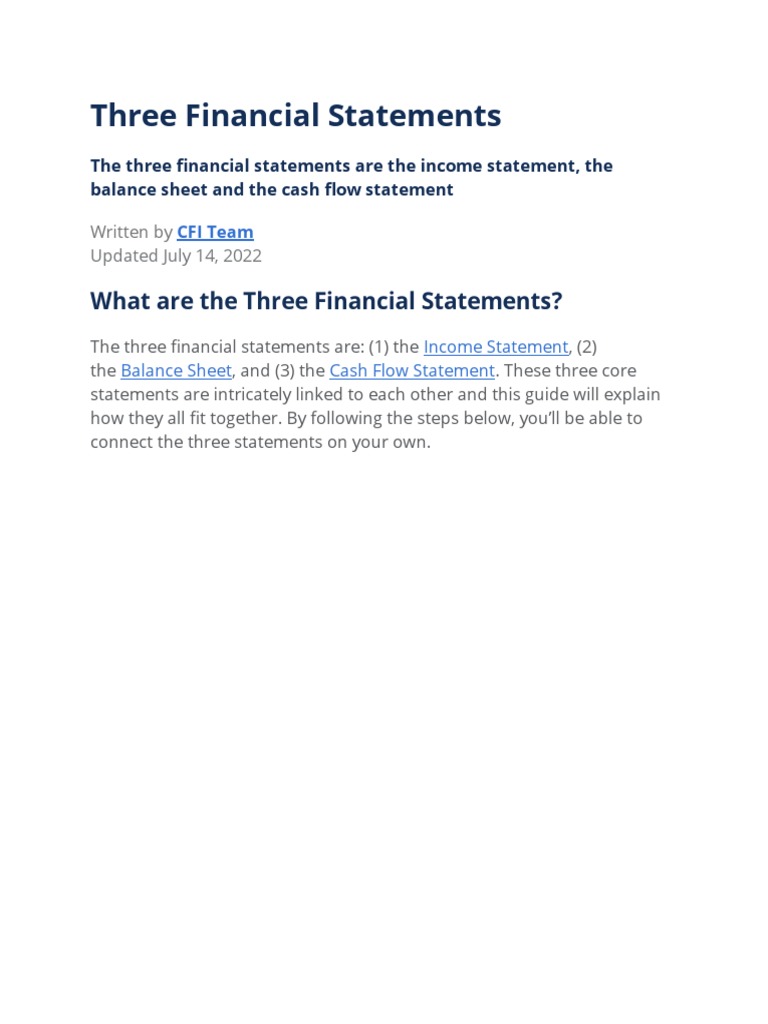 Understanding Three Financial Statements | PDF | Finance & Money Management