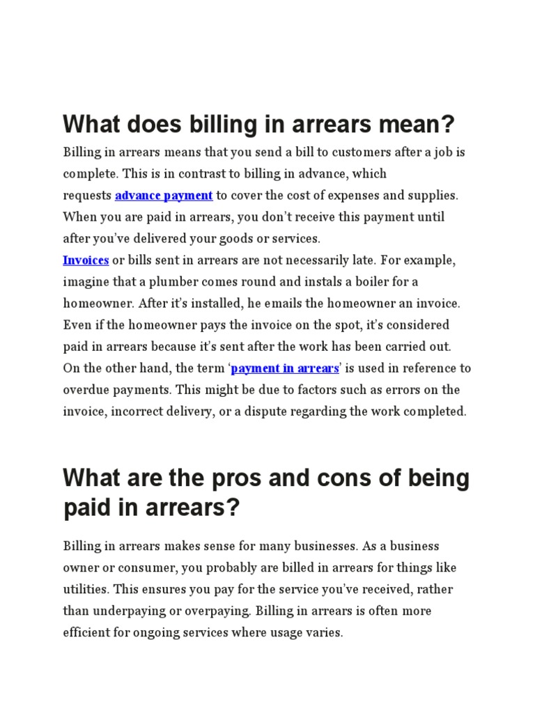 Understanding Billing in Arrears | PDF | Payments | Invoice