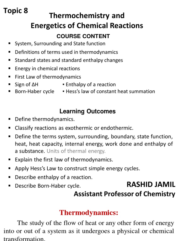 Topic 8 First Year MCAT Thermochemistry R10 | PDF | Heat | Enthalpy