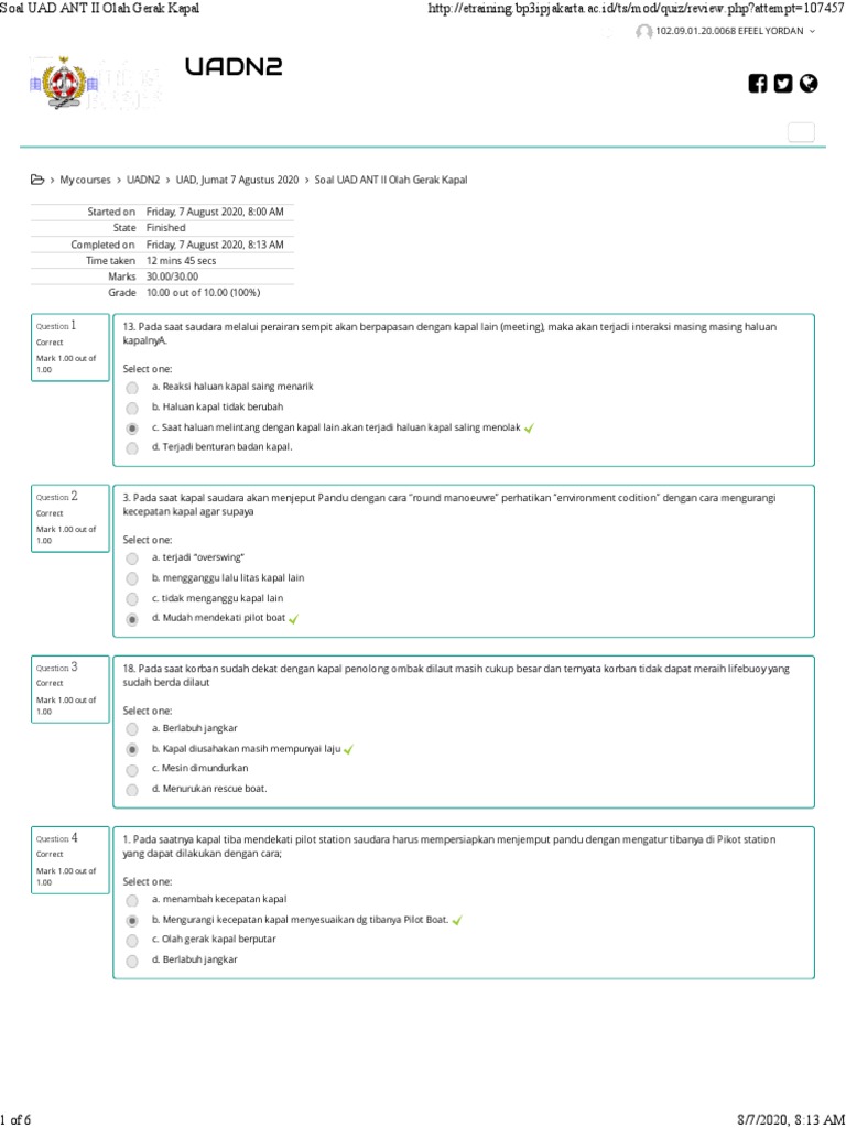 UAD ANT II, Olah Gerak Kapal. | PDF