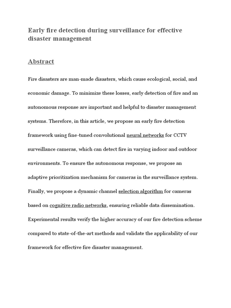 Early Fire Detection During Surveillance For Effective Disaster ...