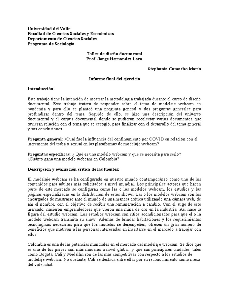 Impacto del COVID en Modelaje Webcam en Colombia | PDF | Desnudez ...