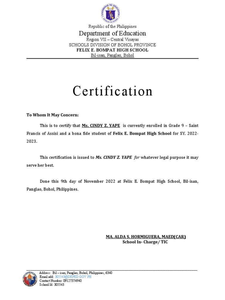 Certification For Students | PDF