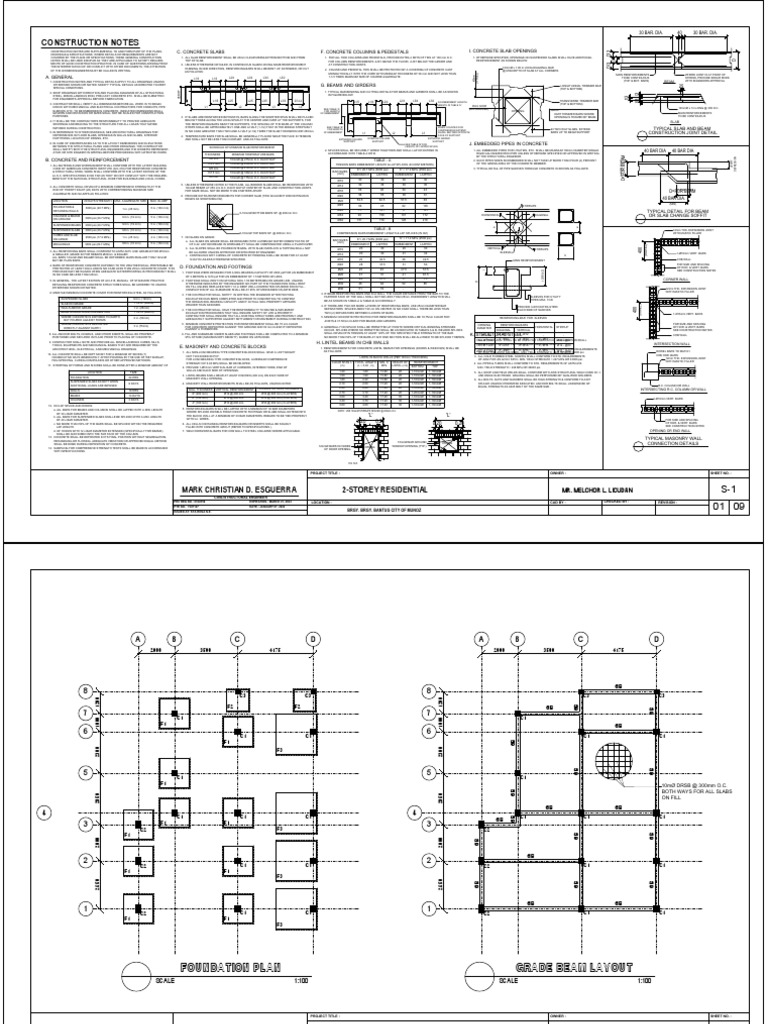 Structual Plan 2-Storey Residential | PDF | Concrete | Materials