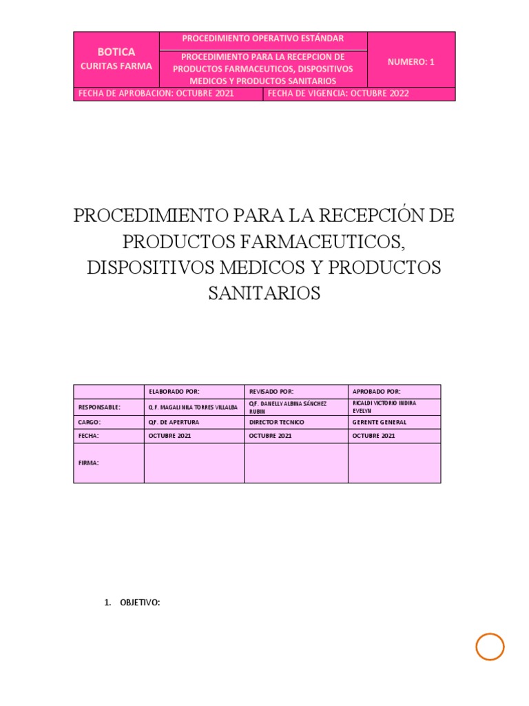 1-RECEPCION DE PRODUCTOS FARMACEUTICOS Enero | PDF | Farmacia | Tableta (Farmacia)