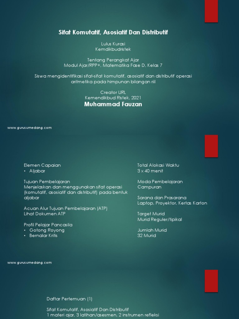 Sifat Komutatif, Asosiatif, dan Distributif | PDF | Karier ...