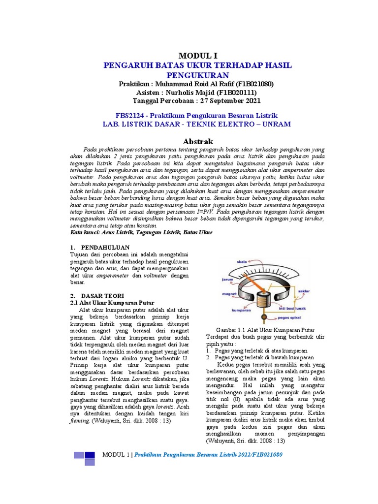 Pengaruh Batas Ukur Terhadap Hasil Pengukuran: Modul I | PDF