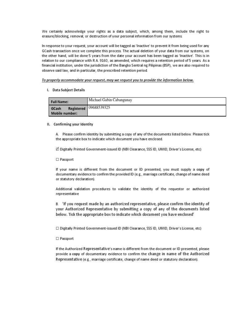 Account Deletion Form | PDF | Identity Document | Government