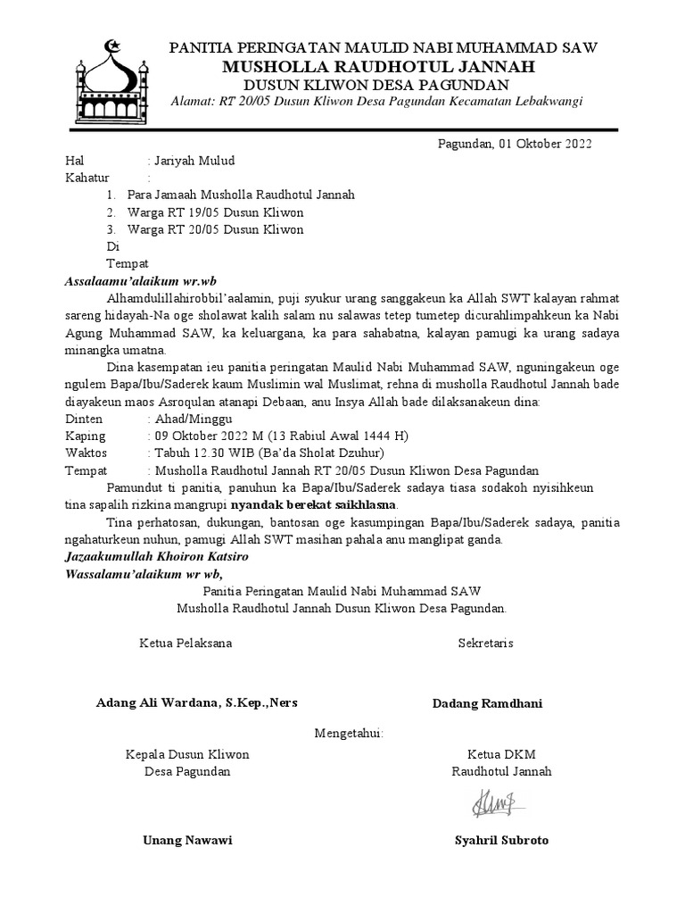 Surat Ulemen Muludan - 2022 - 1444H-2 | PDF