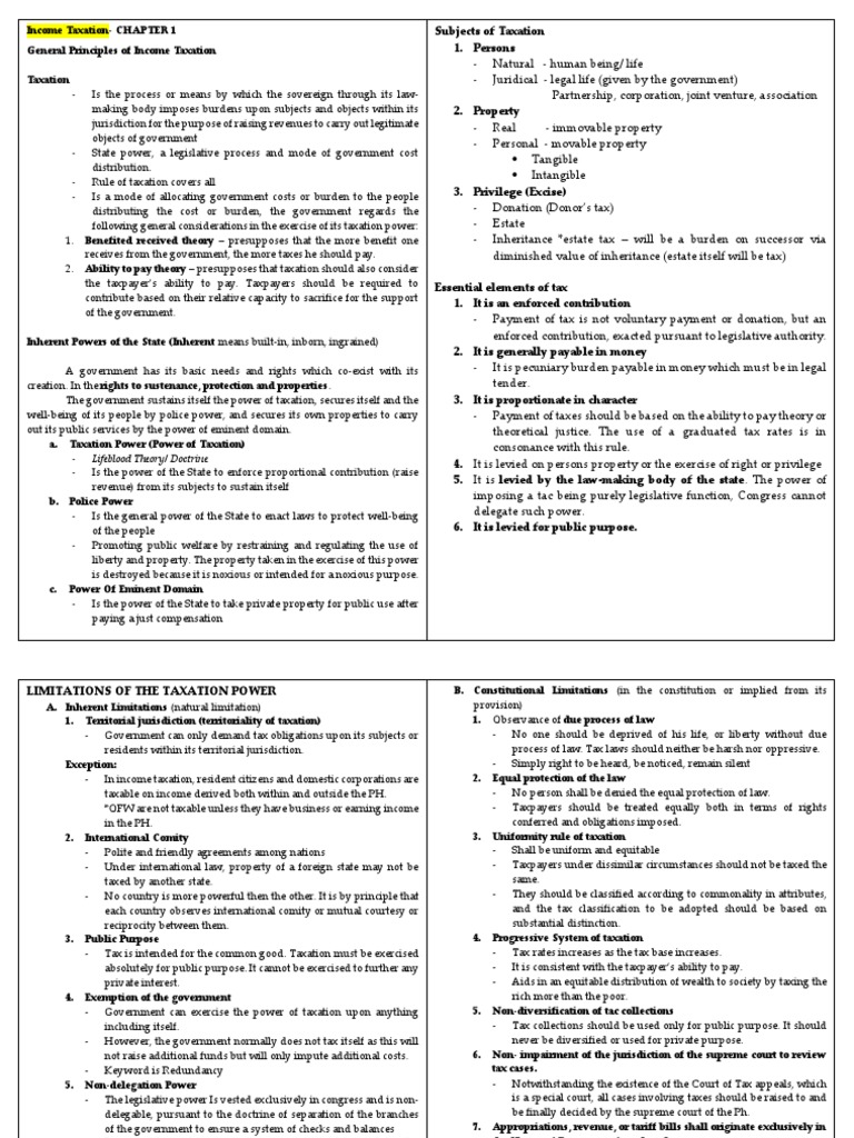 Income Taxation Chapter 1 | PDF | Taxes | Taxpayer