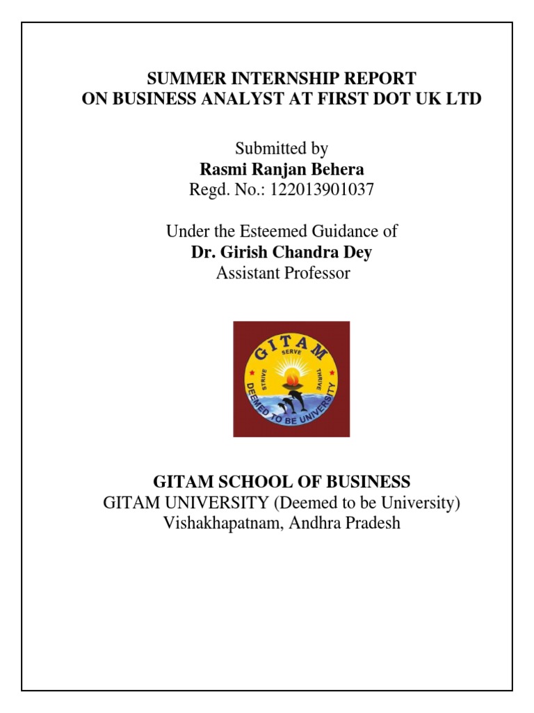 Summer Internship Report 122013901037 | PDF | Analytics | Intelligence ...