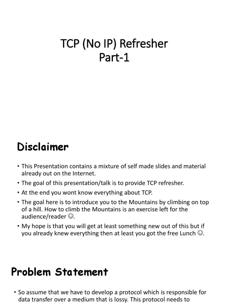TCP Refresher - Part 1 | PDF | Transmission Control Protocol | Network Congestion
