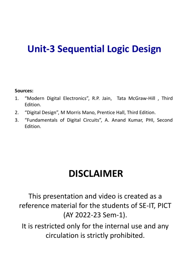 Unit 3 Sequential Logic Design | PDF | Information And Communications Technology | Digital ...