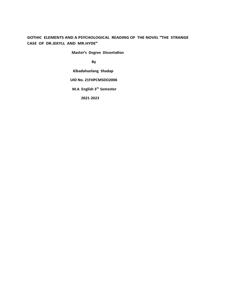 Gothic Elements and A Psychological Reading of The Novel "The Strange ...