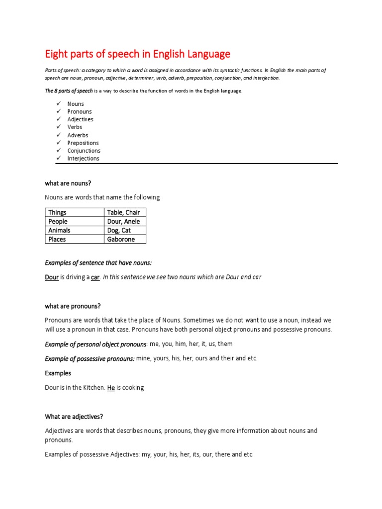 Understanding the 8 Parts of Speech | PDF | Part Of Speech | Noun