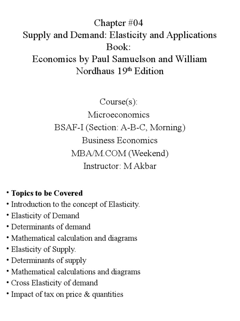 Chap 04 Supply and Demand Elasticity and Applications | PDF | Elasticity (Economics) | Price ...