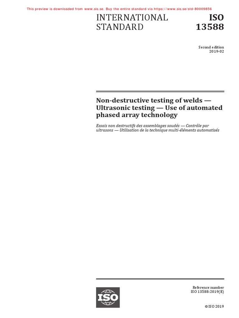 ISO - 13588 - 2019 - EN - Non-Destructive Testing of Welds - Ultrasonic ...