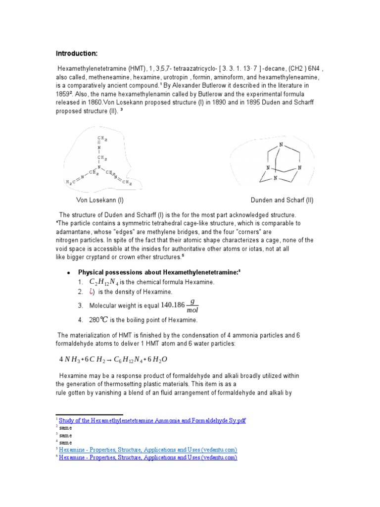 Hexamethylene Tetra Mine | PDF | Chemistry | Chemical Process Engineering
