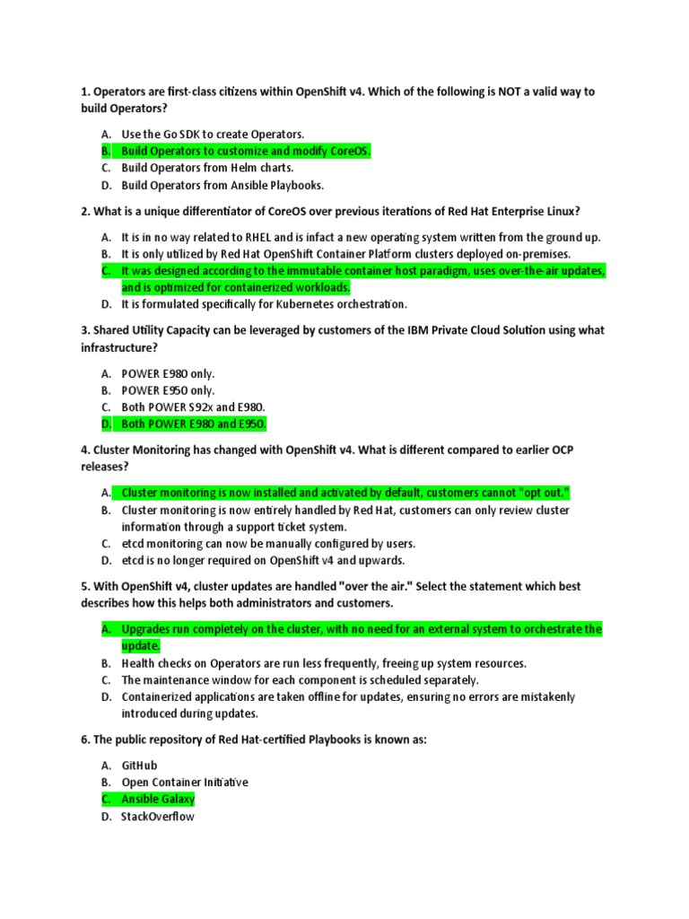 OpenShift & IBM Cloud Solutions Quiz | PDF | Cloud Computing | Computer Science