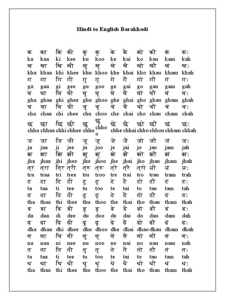 Hindi Barakhadi PDF | PDF | Lifestyle