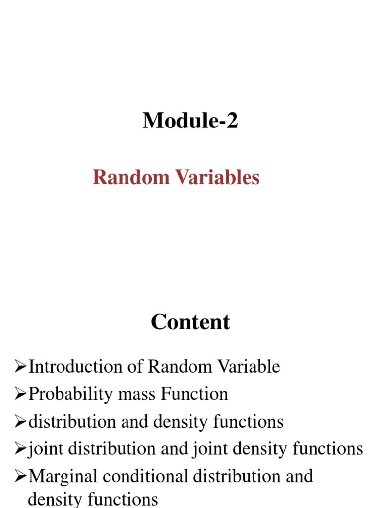 Random Variable and Bivariate Distributions | PDF | Probability ...
