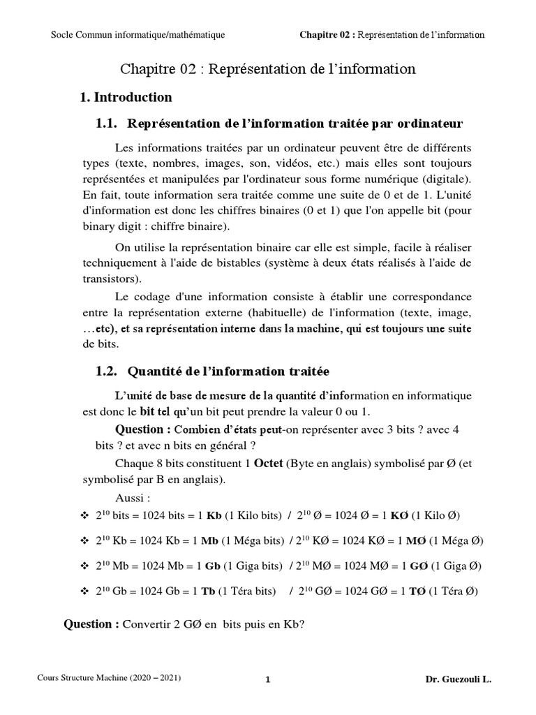 Calcul Binaire | PDF | Bit | Multiplication