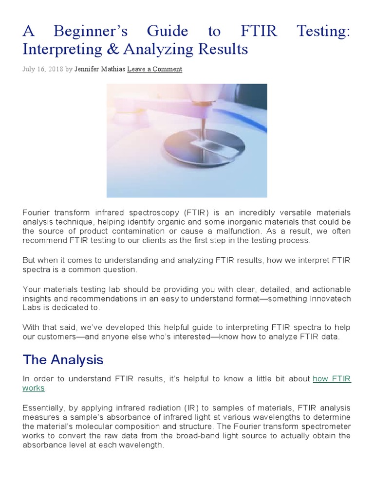 A Beginner FTIR + SEM | PDF | Infrared Spectroscopy | Scanning Electron ...