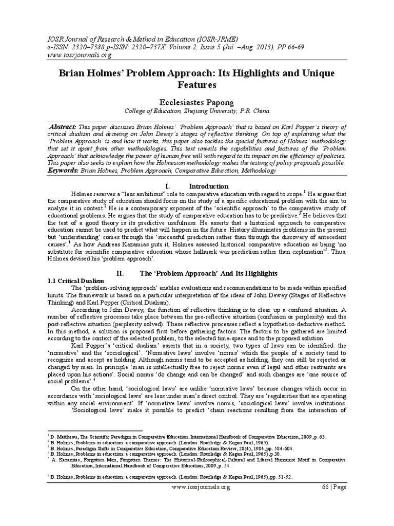 Holmes Problem Approach Its Highlights and Unique Features | PDF ...