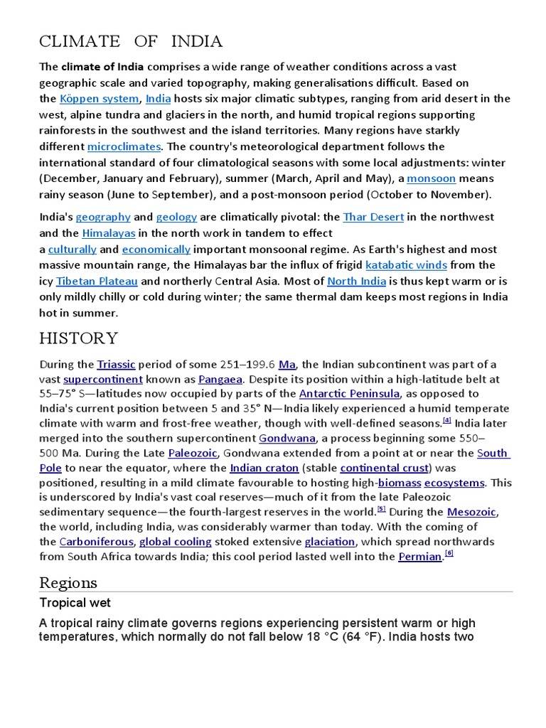 Climate of India | PDF | Climate | Meteorology