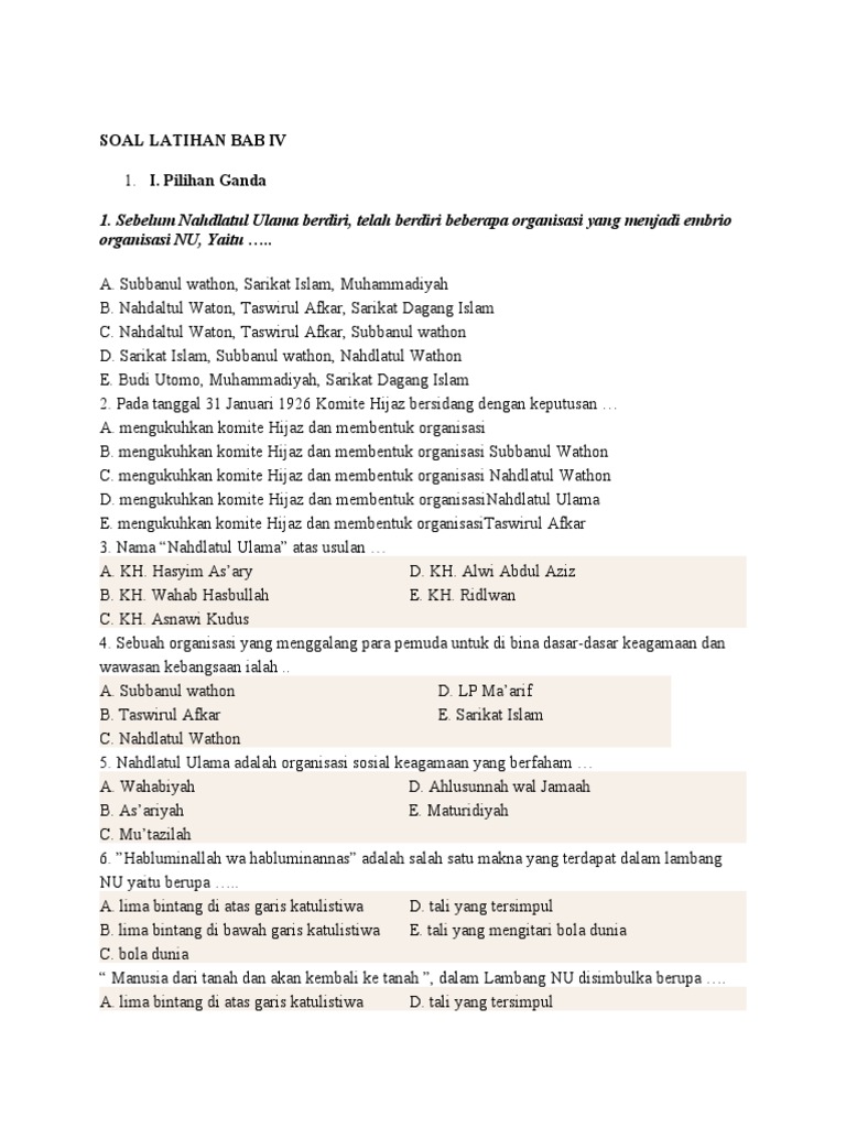 Contoh Soal Aswaja Kelas 4 | PDF