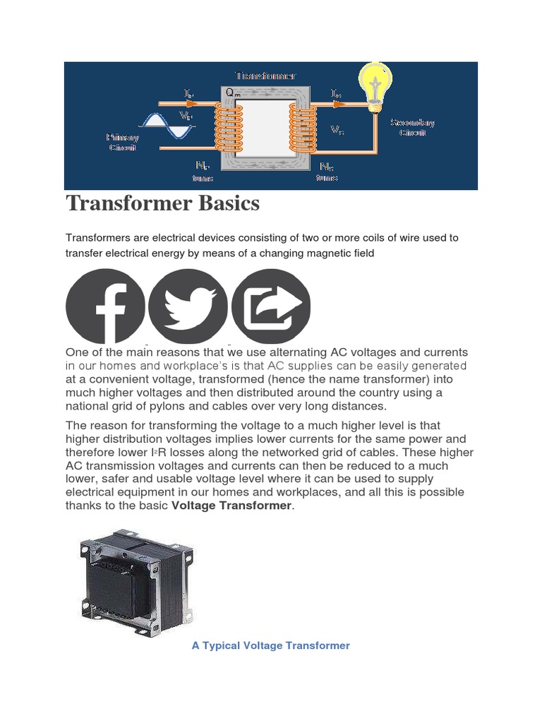 Transformer Basics A Typical Voltage Tra | PDF | Transformer | Inductor
