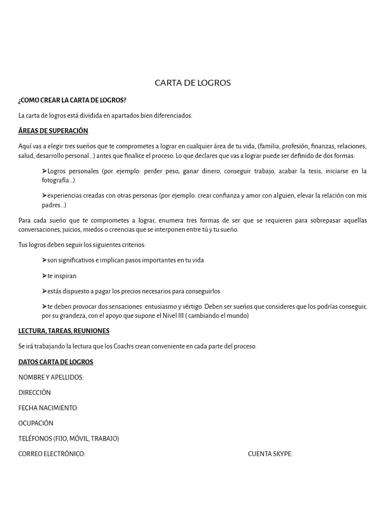 Carta de Logros | PDF | Amor