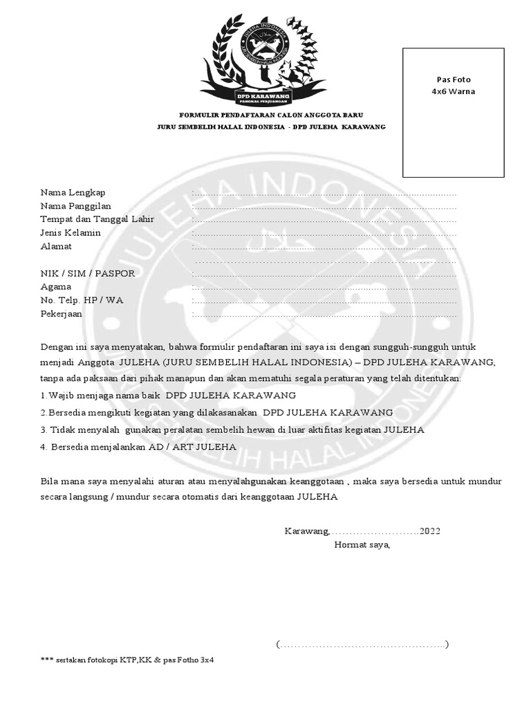 Formulir Anggota Juleha | PDF