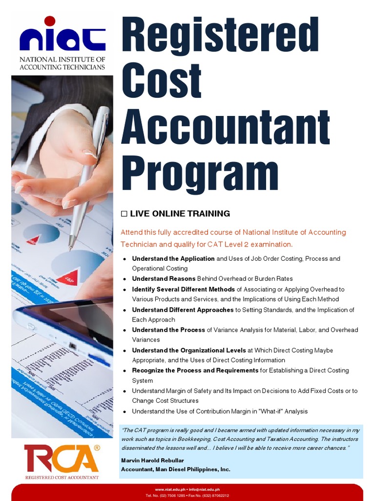 RCA Brochure | PDF | Accountant | Cost Accounting
