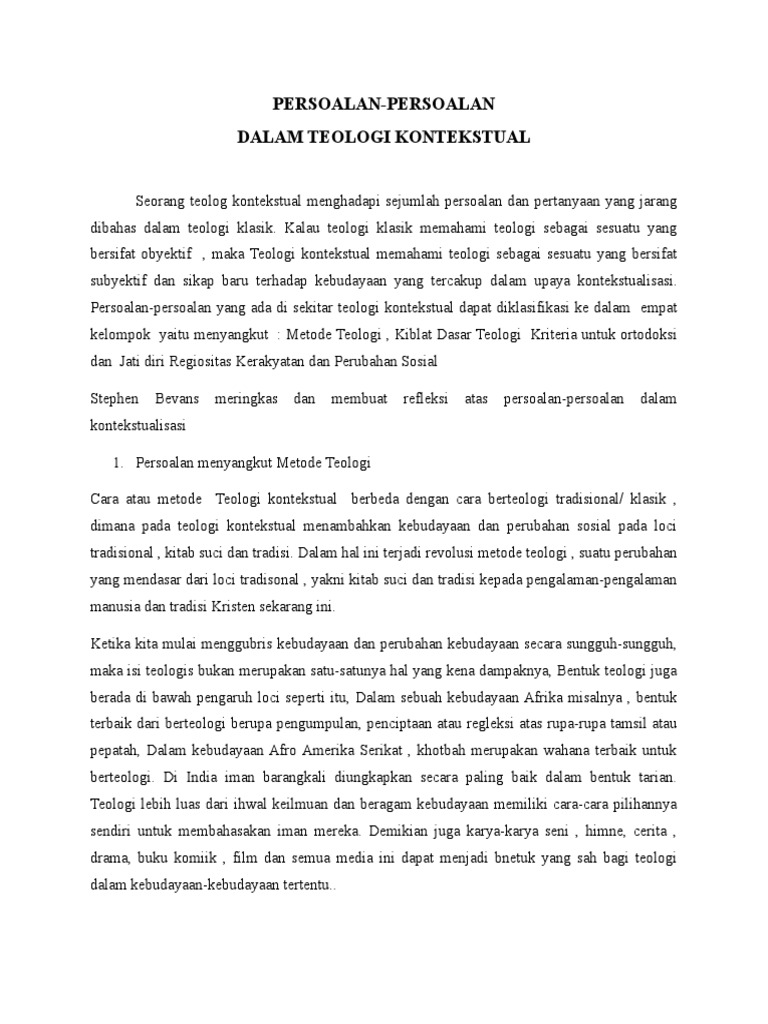 Persoalan Teologi Kontekstual Modern | PDF