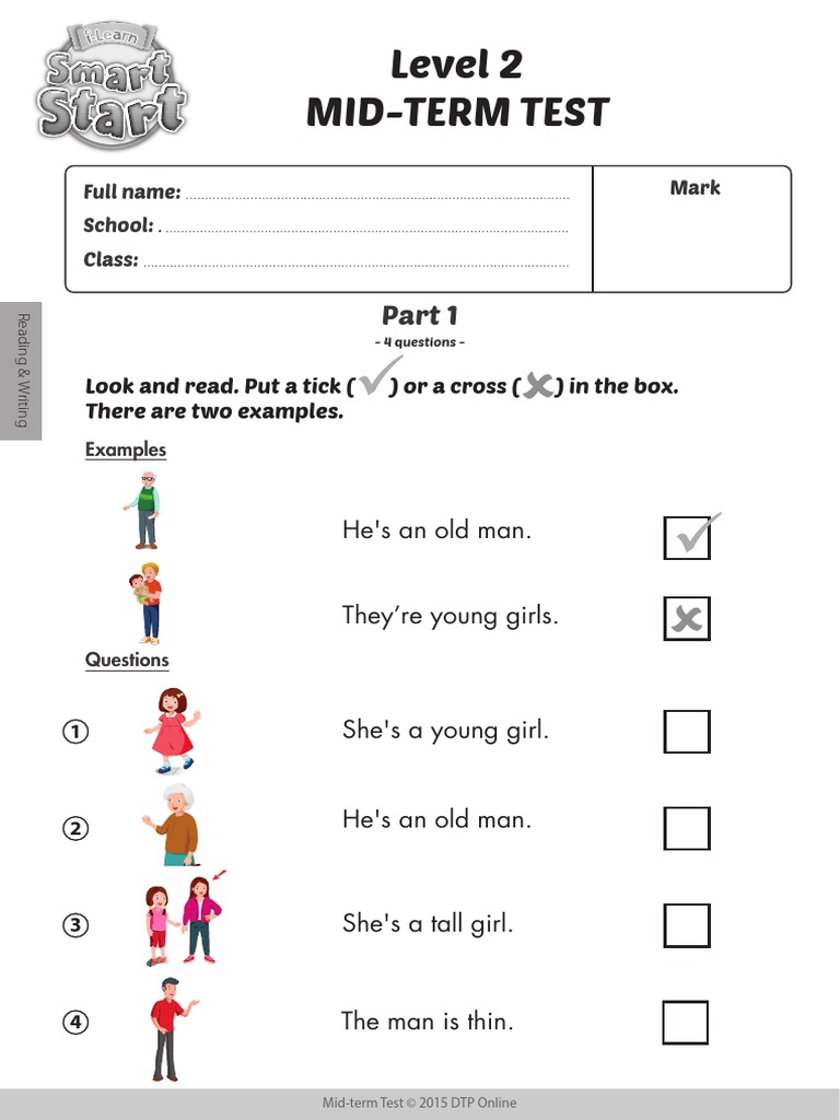 I-Learn Smart Start 2 Midterm - Reading & Writing Test | PDF