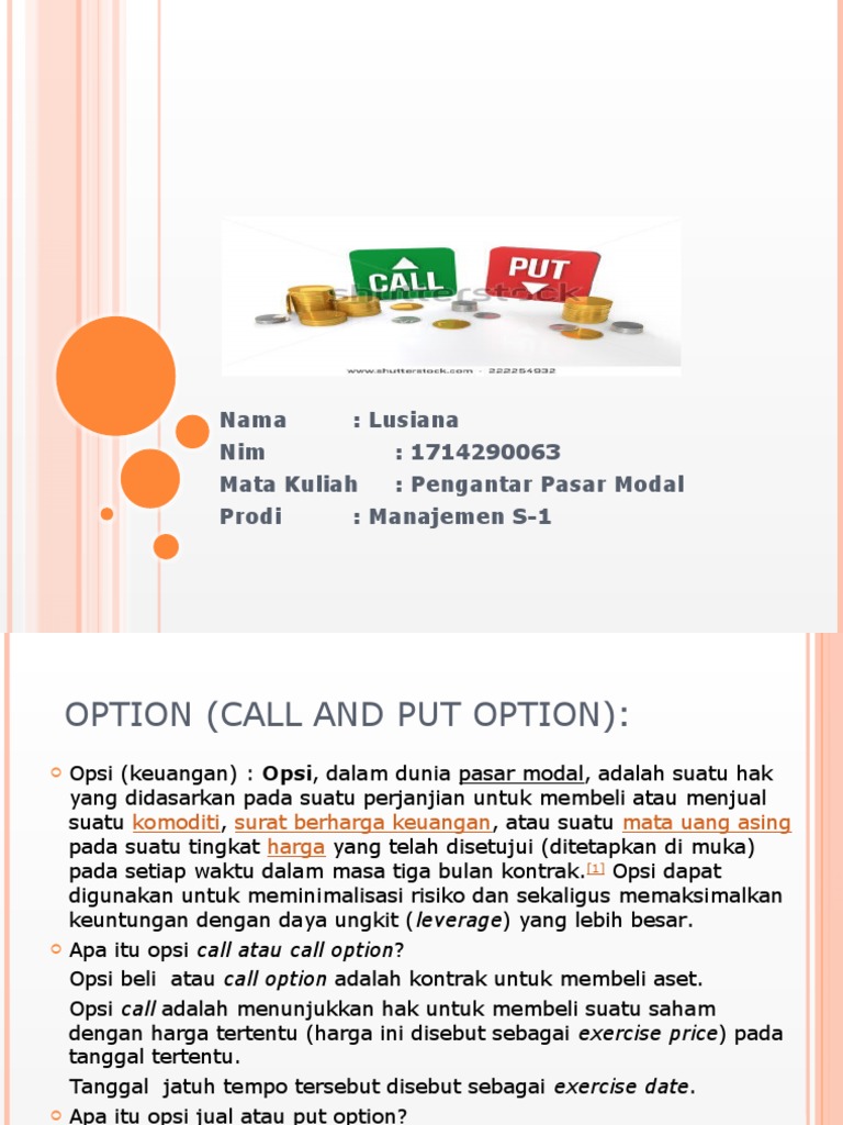 Memahami Opsi: Call dan Put Options | PDF