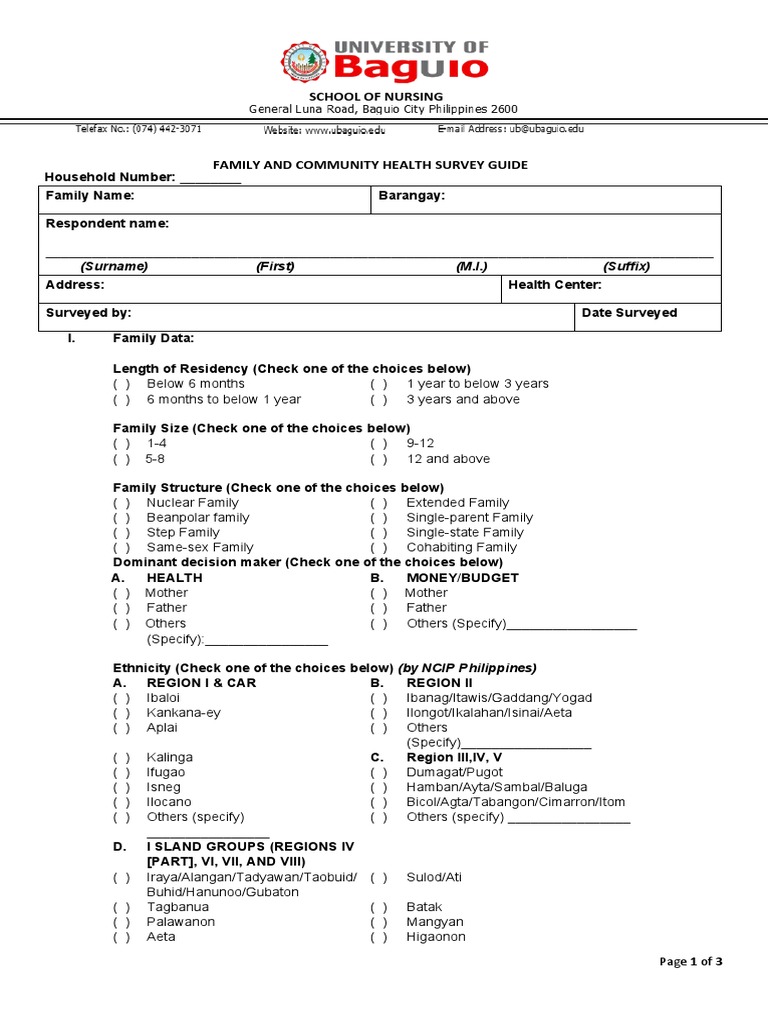 Family Health Survey Tool | PDF | Health Sciences
