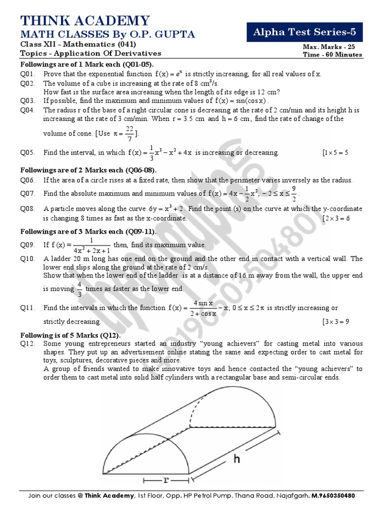 Applications of Derivatives: Finding Maxima, Minima, and Rates of ...