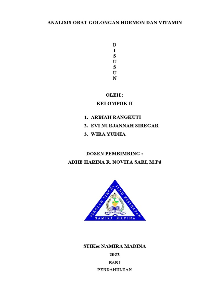 Makalah Analisis Obat Golongan Hormon Dan Vitamin Pdf