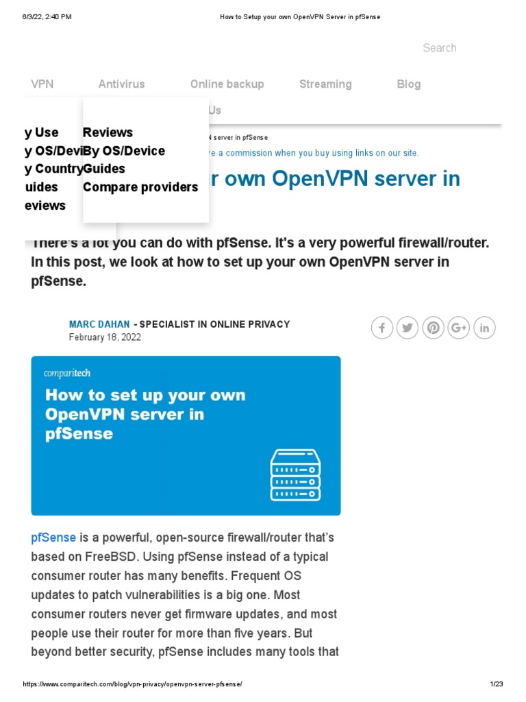 How To Setup Your Own OpenVPN Server in Pfsense | PDF | I Pv6 | Public Key Certificate