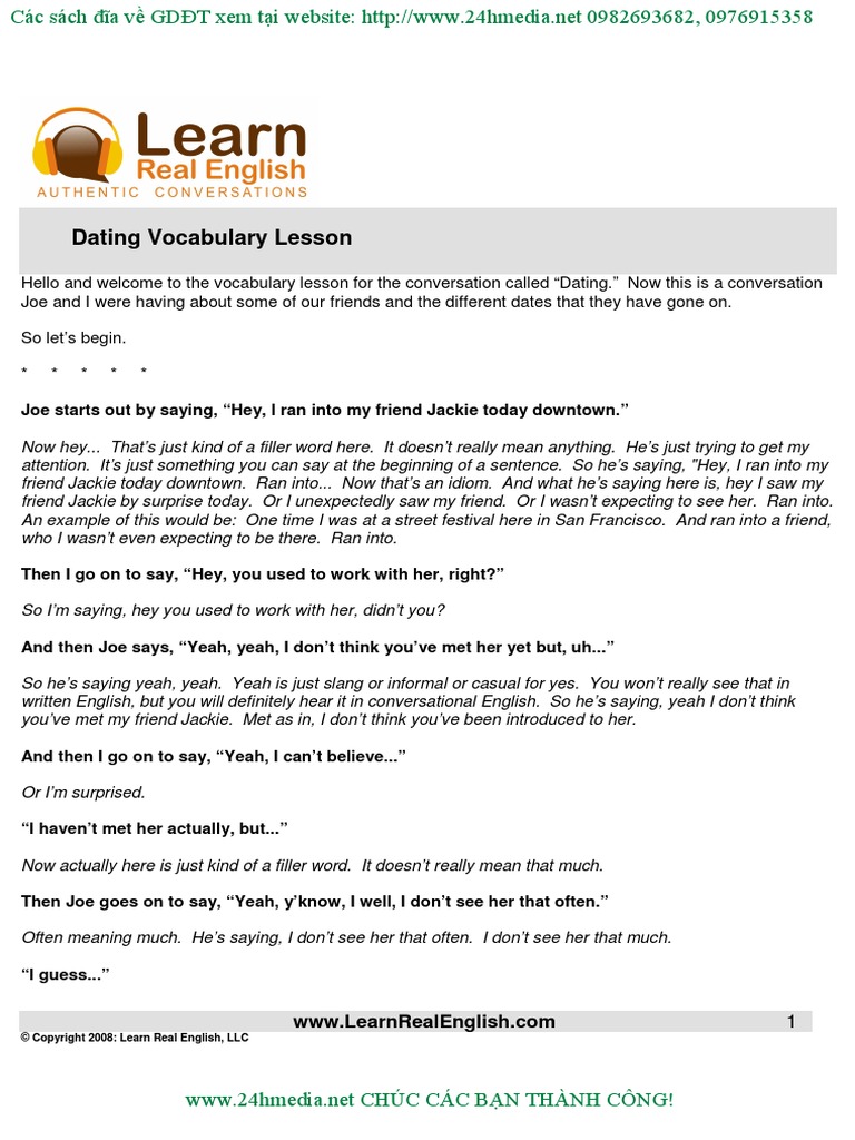 1 Dating Vocabulary | PDF