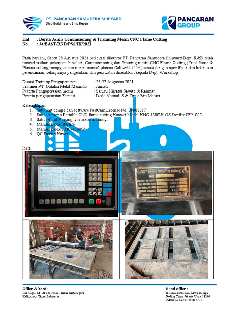 034 - Commisioning CNC Flame Cutting | PDF