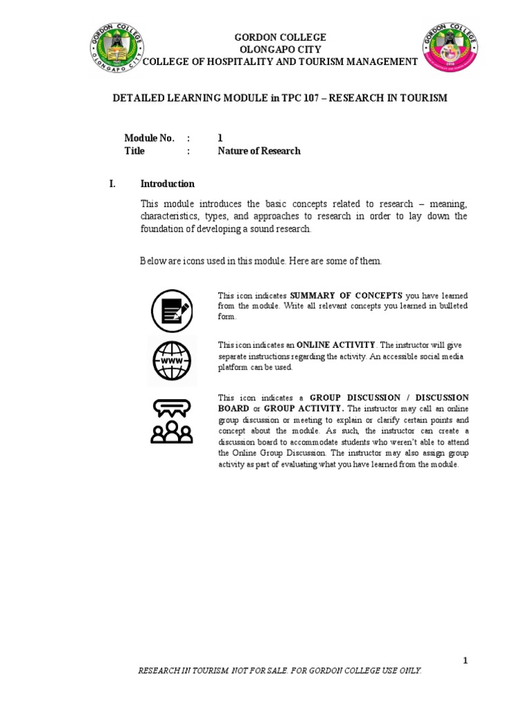 Research in Tourism Module 1 1 | PDF | Qualitative Research ...