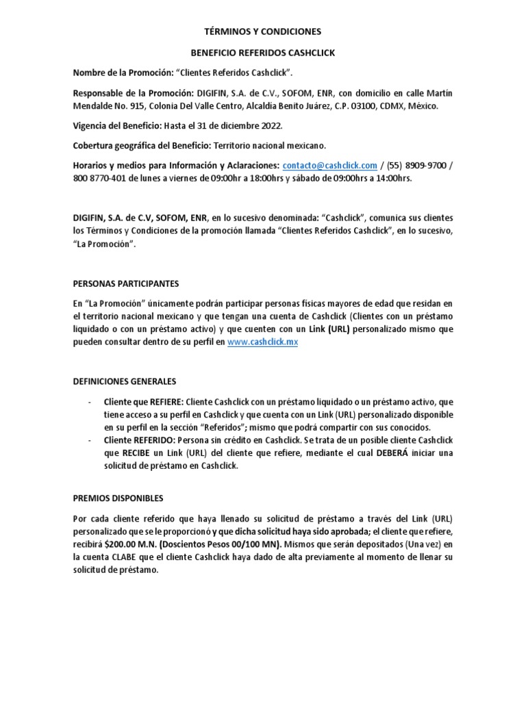Referidos Terminos Condiciones | PDF