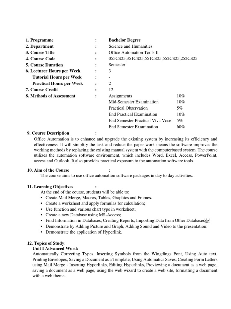 Office Automation Tools II | PDF | Microsoft Excel | World Wide Web