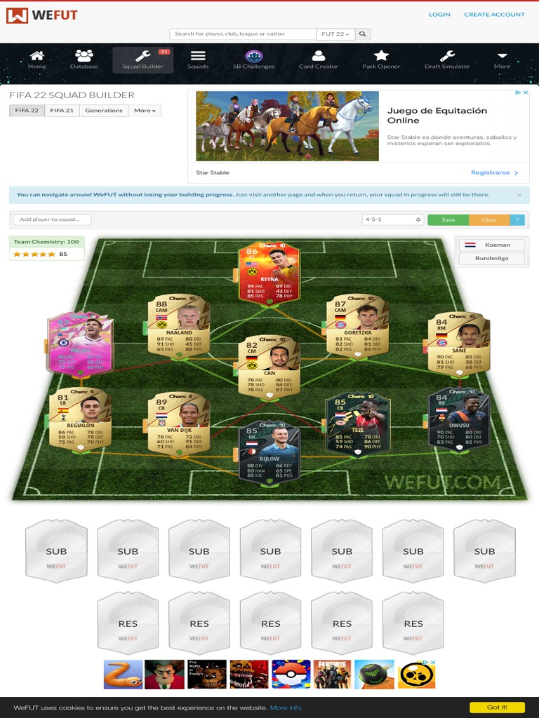 Squad Builder FIFA 22 Ultimate Team WeFUT | PDF