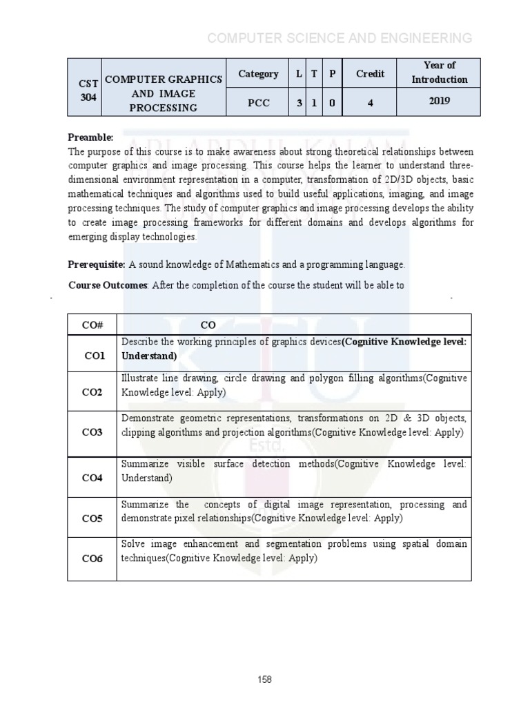 Computer Science and Engineering: Preamble | Download Free PDF | 2 D Computer Graphics | 3 D ...