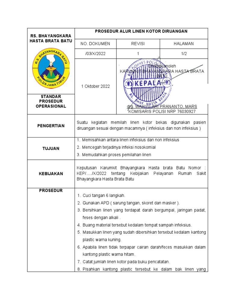 Prosedur Linen Kotor | PDF